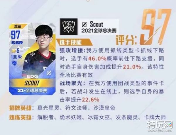 英雄联盟电竞经理EDG冠军卡Scout怎么样 EDG冠军卡Scout属性介绍_特玩网