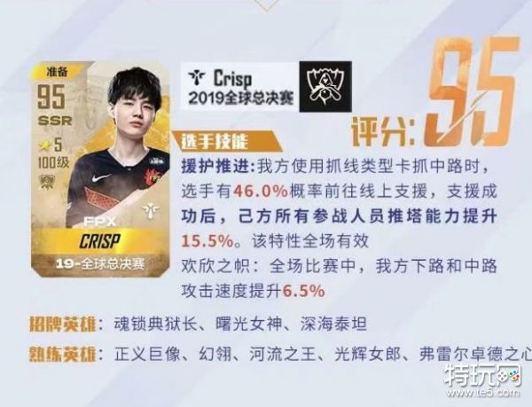 英雄联盟电竞经理FPX冠军卡Crisp怎么样 FPX冠军卡Crisp属性介绍_特玩网