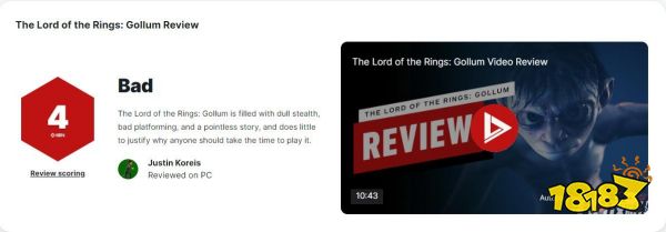 《魔戒：咕噜》IGN评分4分_18183.com